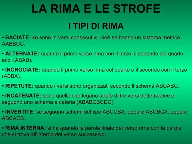 Strofe E Rime | PPT | Poetry | Books and Literature