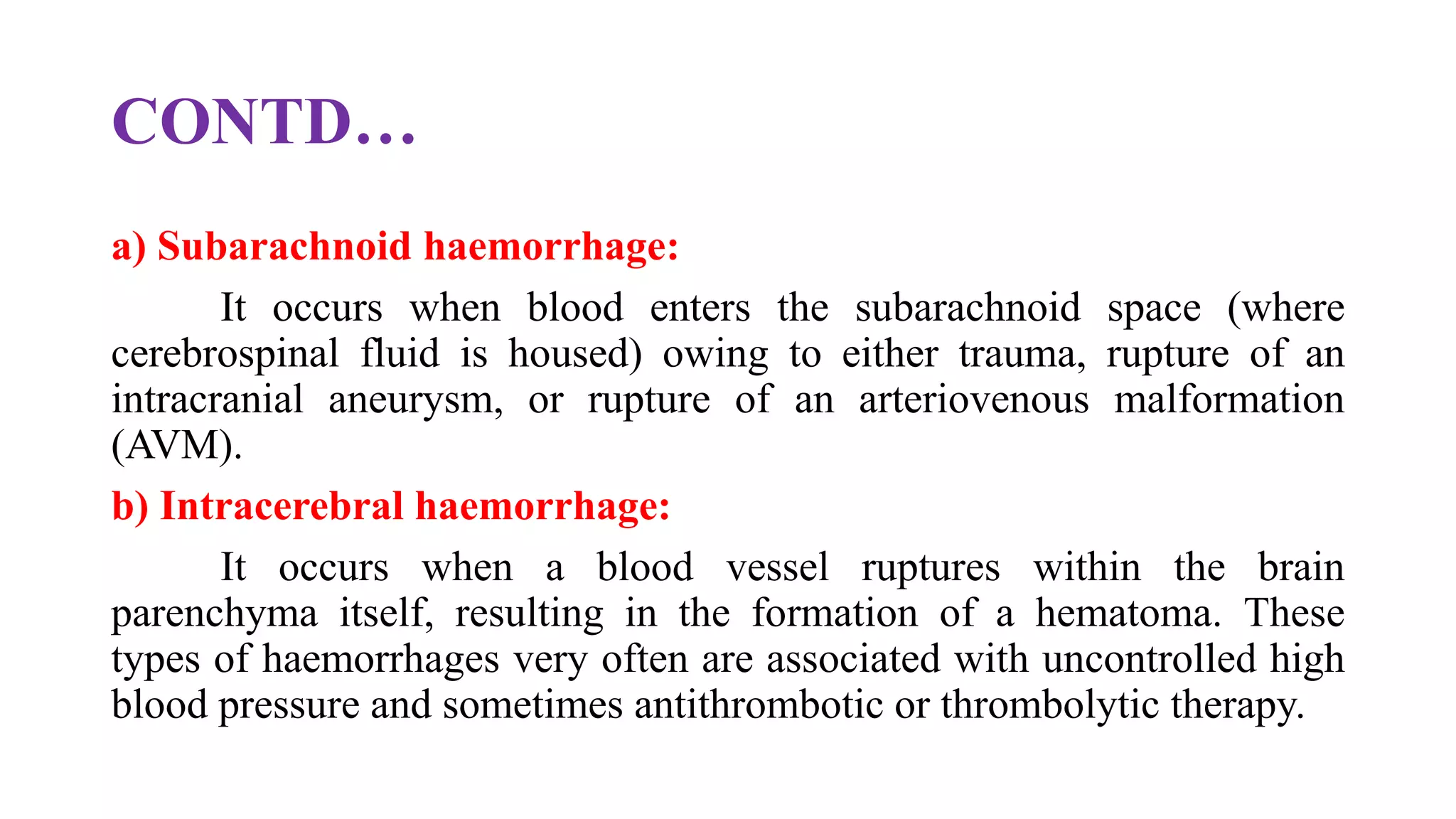 Classification, Pathophysiology and management of Brain Stroke for Pharm.D (Pharmacotherapeutics ...