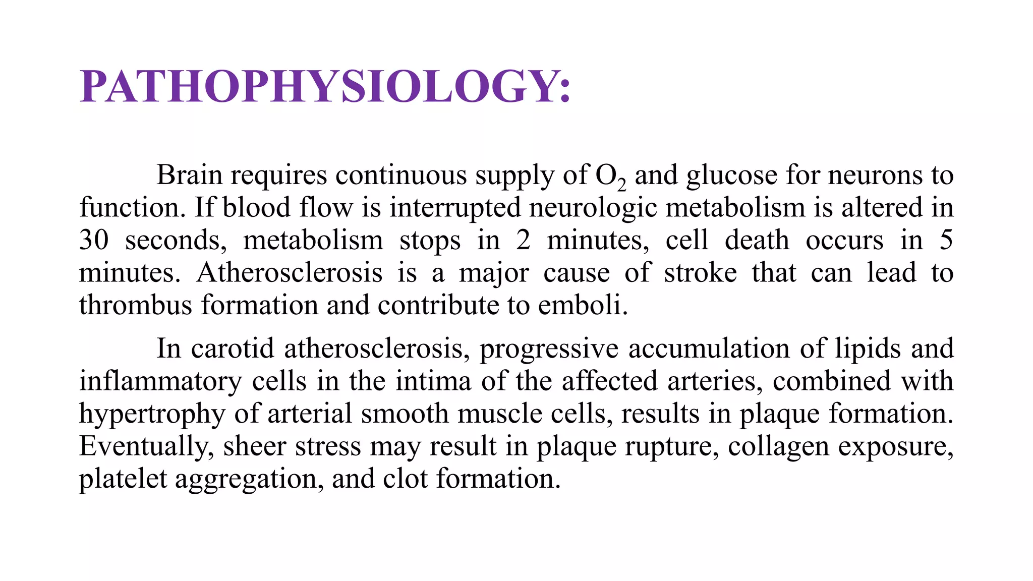 Classification, Pathophysiology and management of Brain Stroke for Pharm.D (Pharmacotherapeutics ...