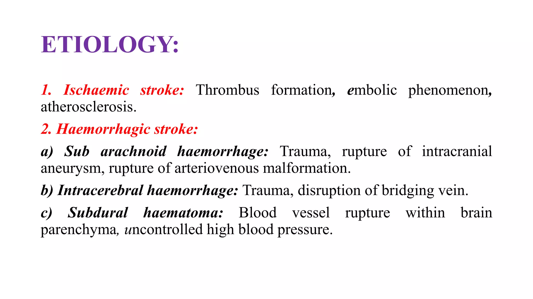 Classification, Pathophysiology and management of Brain Stroke for ...