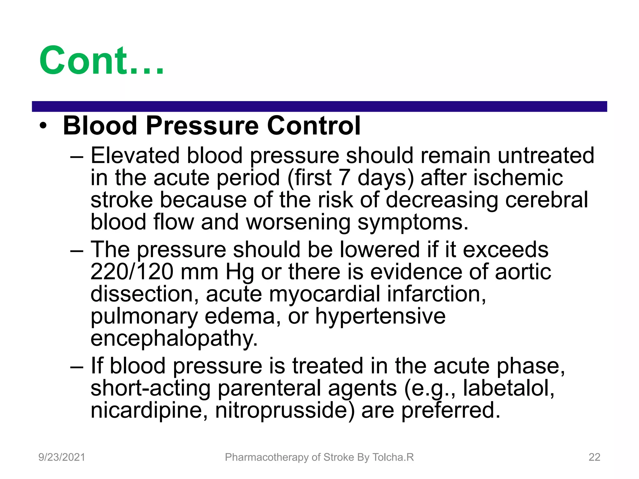Pharmacotherapy of Stroke | PPTX