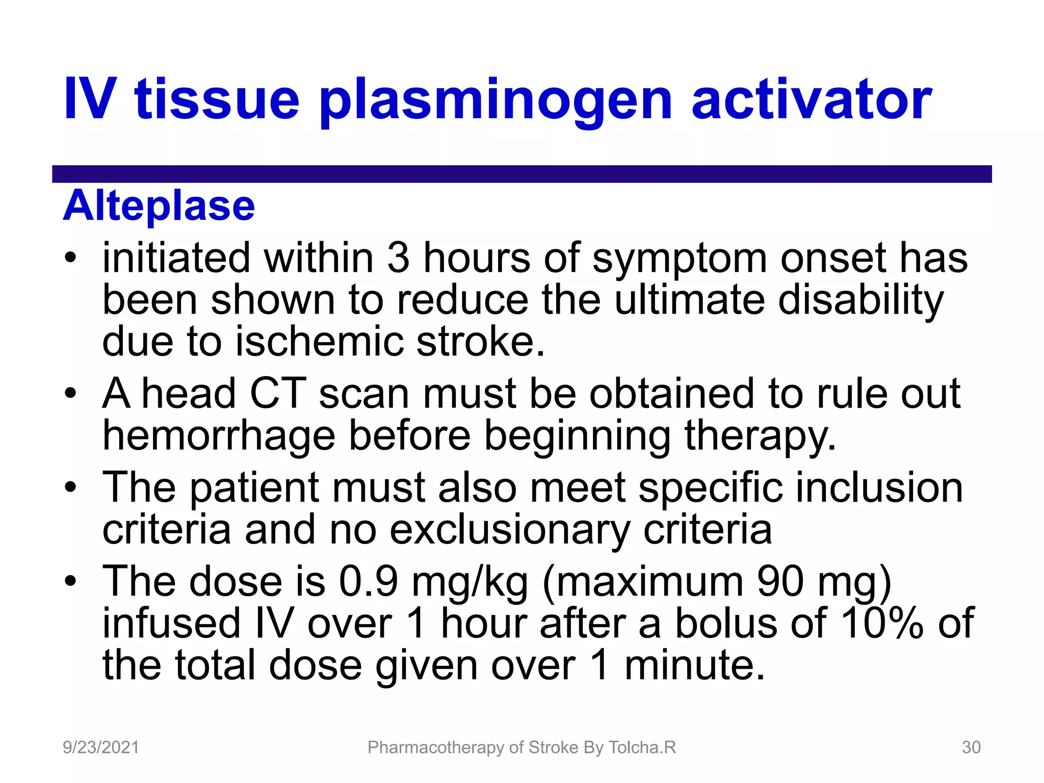 Pharmacotherapy of Stroke | PPTX