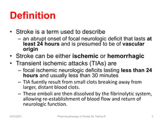 Pharmacotherapy of Stroke | PPTX