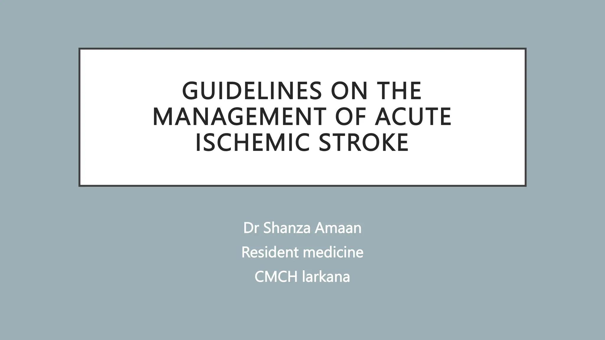 stroke presentation that covers every aspect of Focal neurological ...