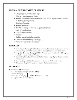 STROKE - Brief note for D Pharm Students | PDF