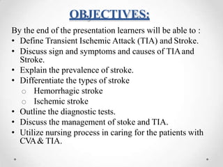 stroke causes sign symptoms treatment nursing management | PPTX