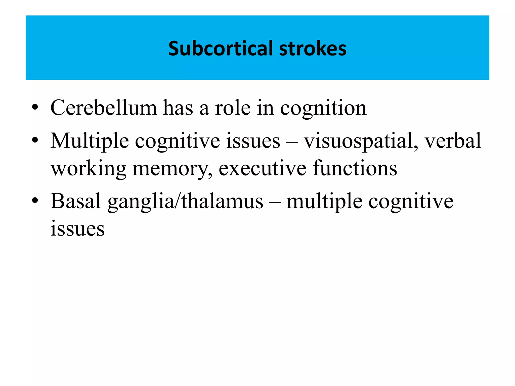 Stroke cognitive deficits and rehabilitation dr venugopal kochiyil | PPTX