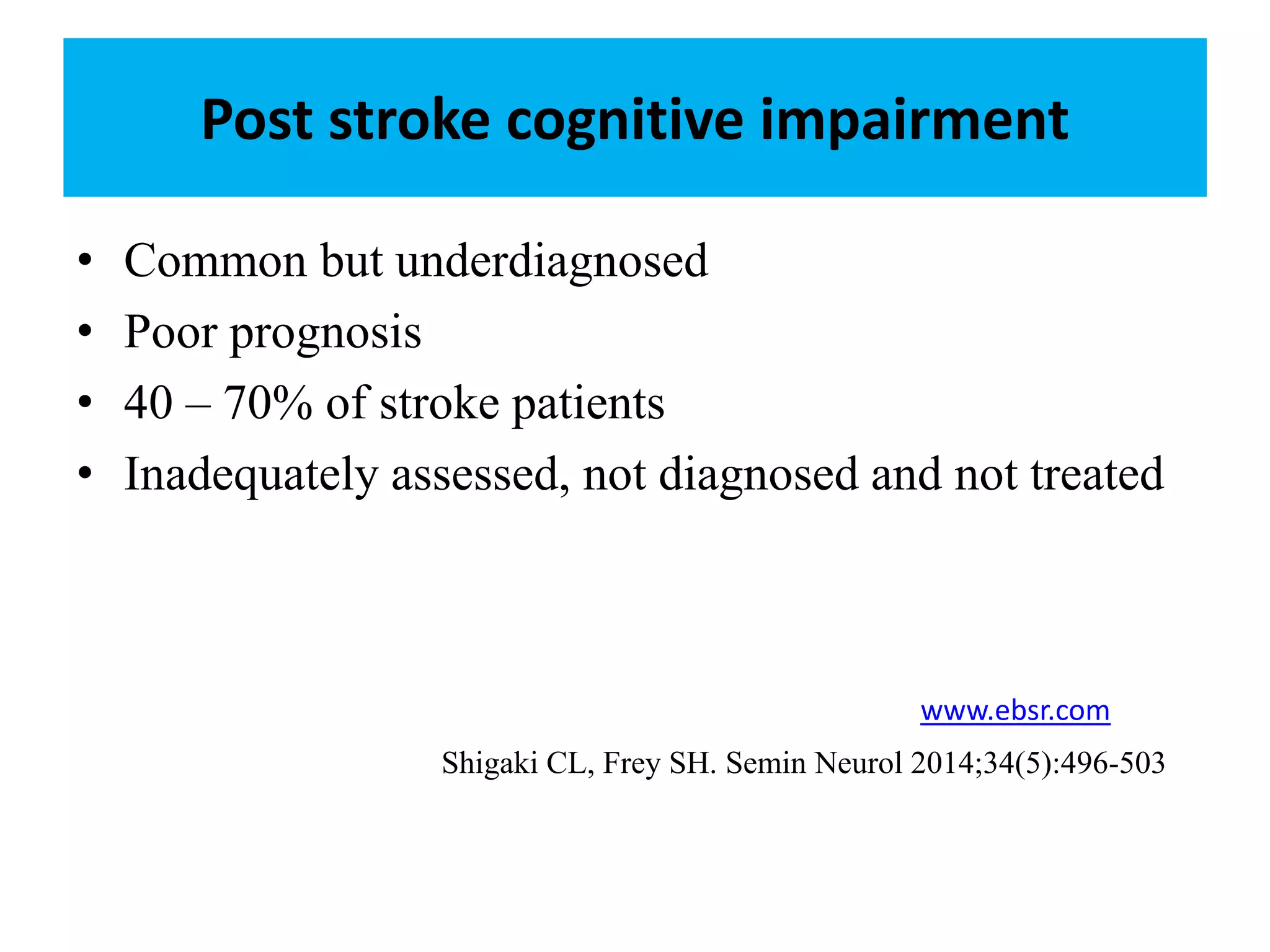 Stroke cognitive deficits and rehabilitation dr venugopal kochiyil | PPTX