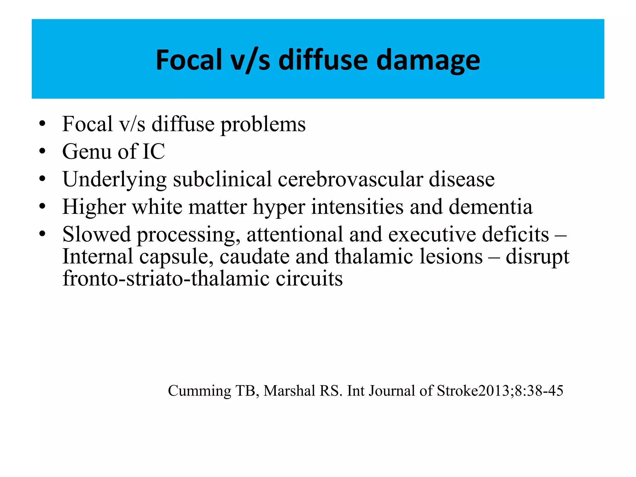 Stroke cognitive deficits and rehabilitation dr venugopal kochiyil | PPTX