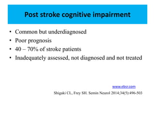 Stroke cognitive deficits and rehabilitation dr venugopal kochiyil | PPTX