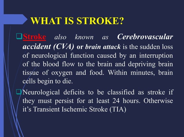 Stroke (cva) , CVA, Cerebrovascular Accident, Transient Ischemic Attack | PPT