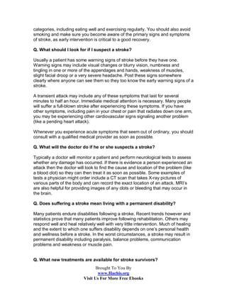 Stroke frequently asked questions faq | PDF