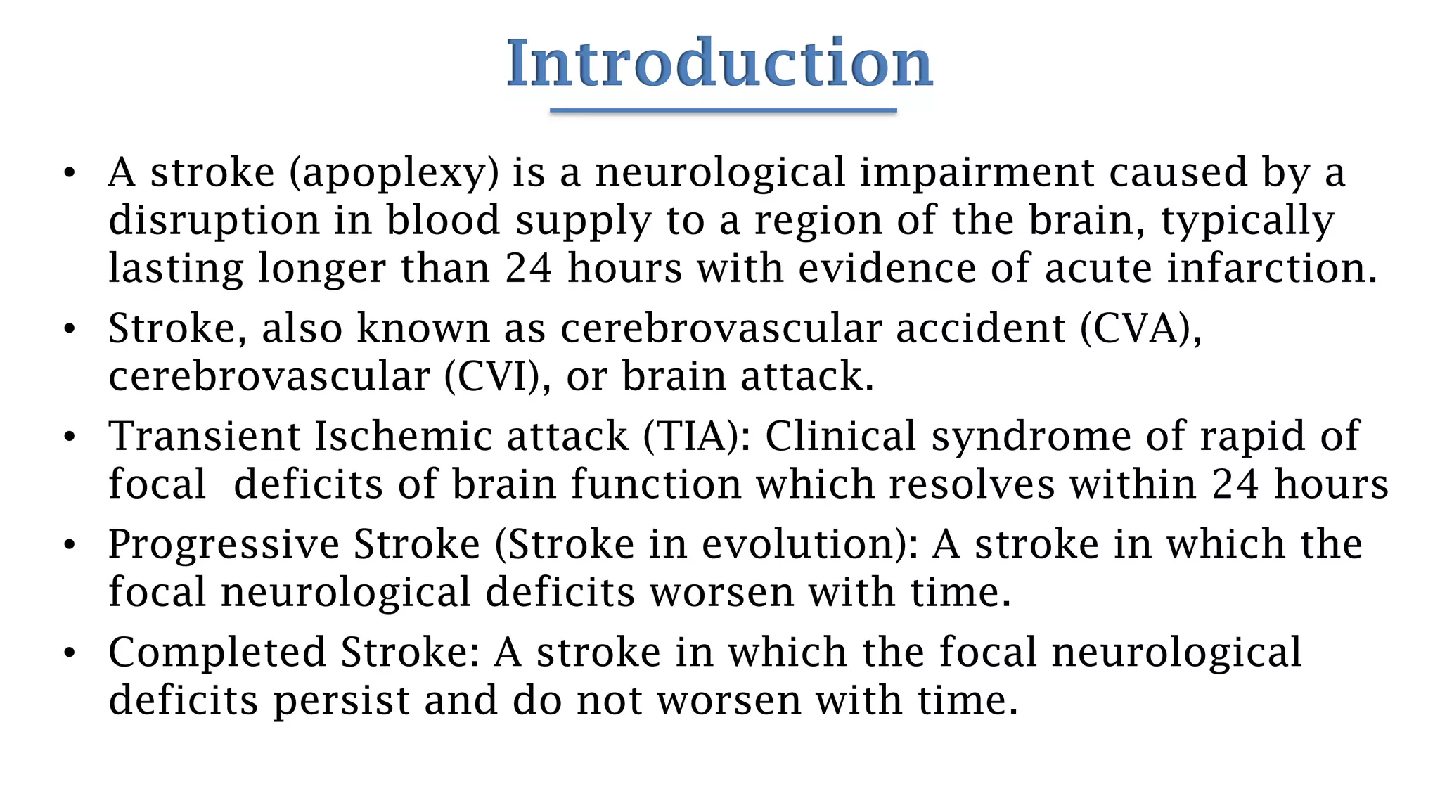 Stroke - Cerebrovascular Accident (CVA) | PDF
