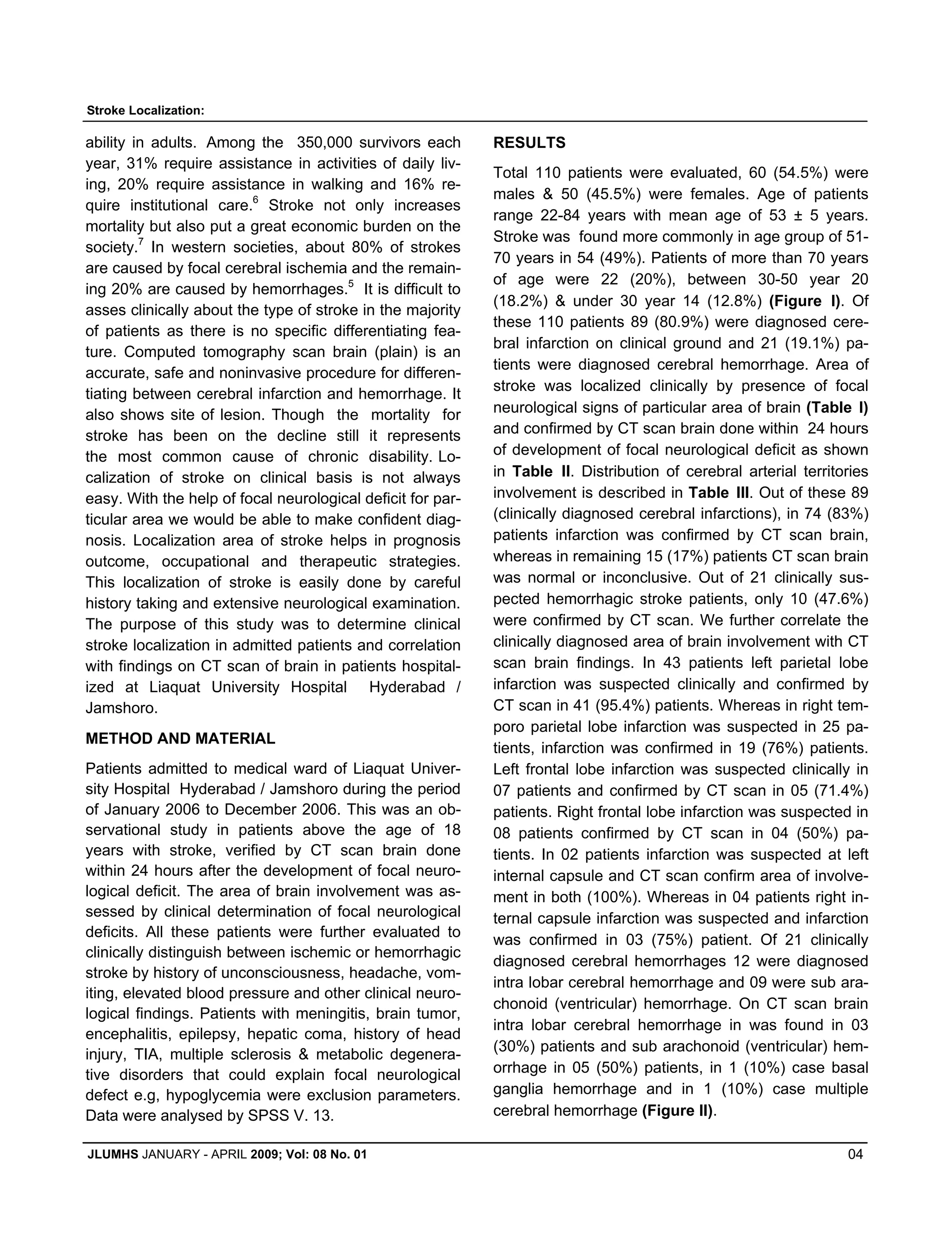 Stroke localisation | PDF