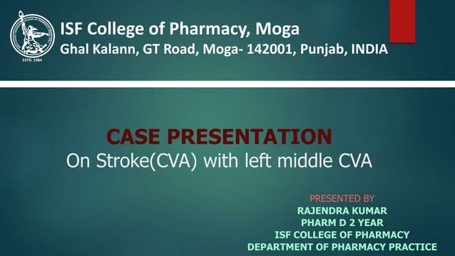 On Stroke(CVA) with left middle CVA presentation | PPTX