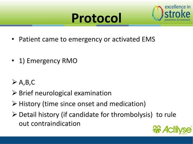 Stroke thrombolysis protocol | PPTX | First Aid | Injuries
