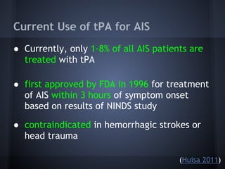 Health Policy - Use of IV tPA for Acute Ischemic Strokes | PPT