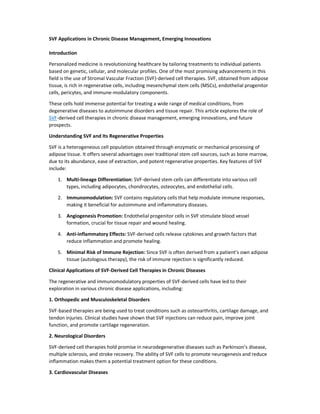 SVF Applications in Chronic Disease Management, Emerging Innovations | PDF