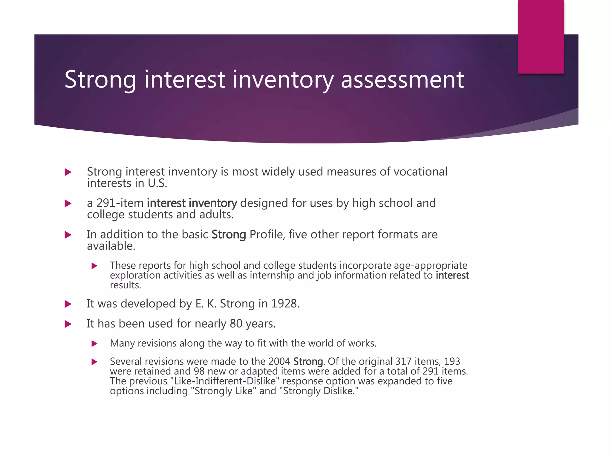 Strong Interest Inventory | PPTX