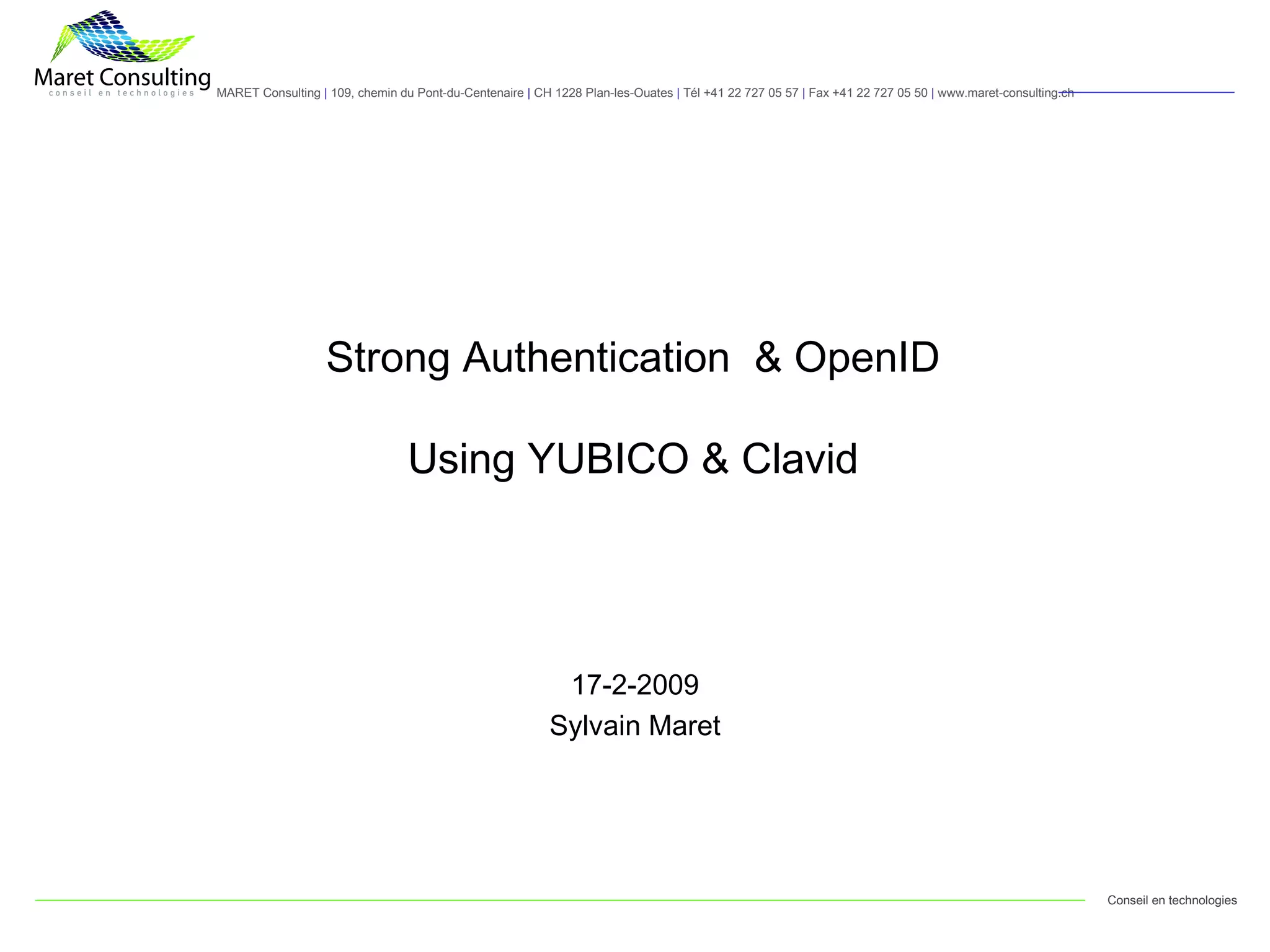 Strong Authentication OpenID & Yubico | PPT