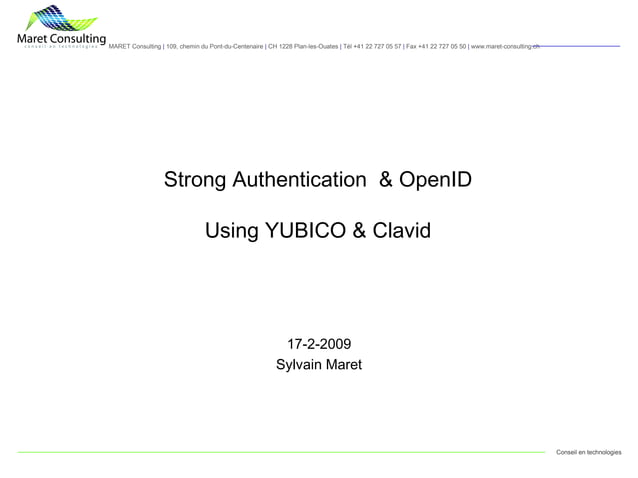 Strong Authentication OpenID & Yubico | PPT | Computing | Technology & Computing