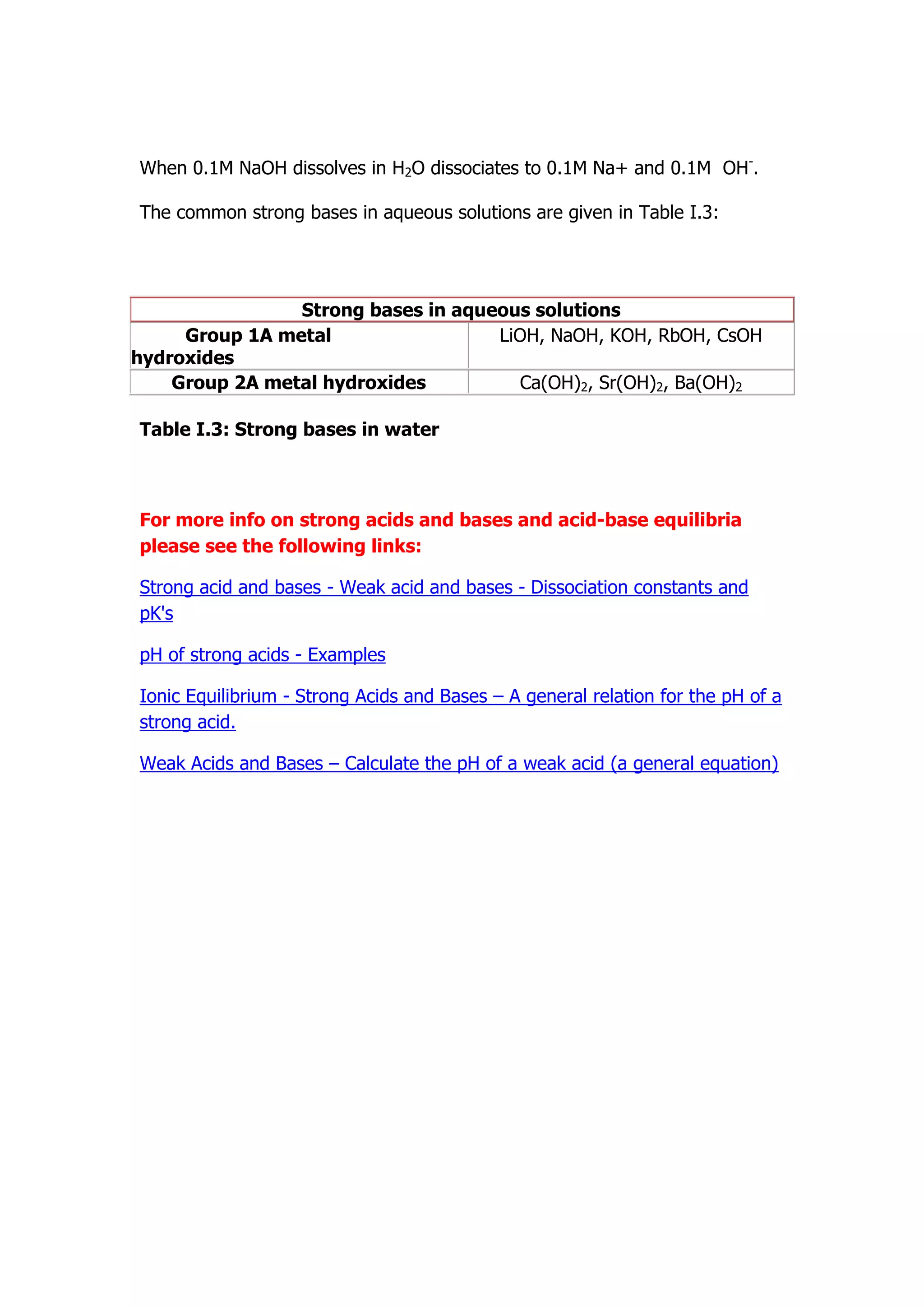 Strong weak acids and bases | PDF