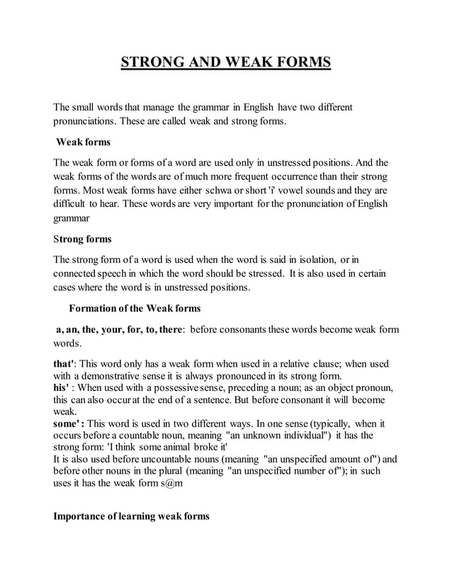 Strong And Weak Forms PDF Strong And Weak Forms PDF
