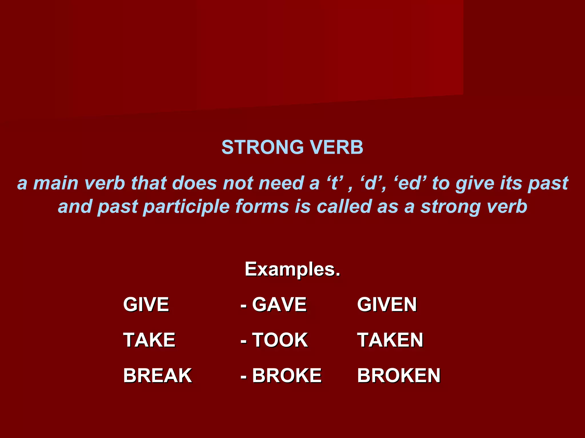 Strong and Weak Verbs | PPT