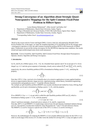 Strong convergence of an algorithm about strongly quasi nonexpansive mappings | PDF ...