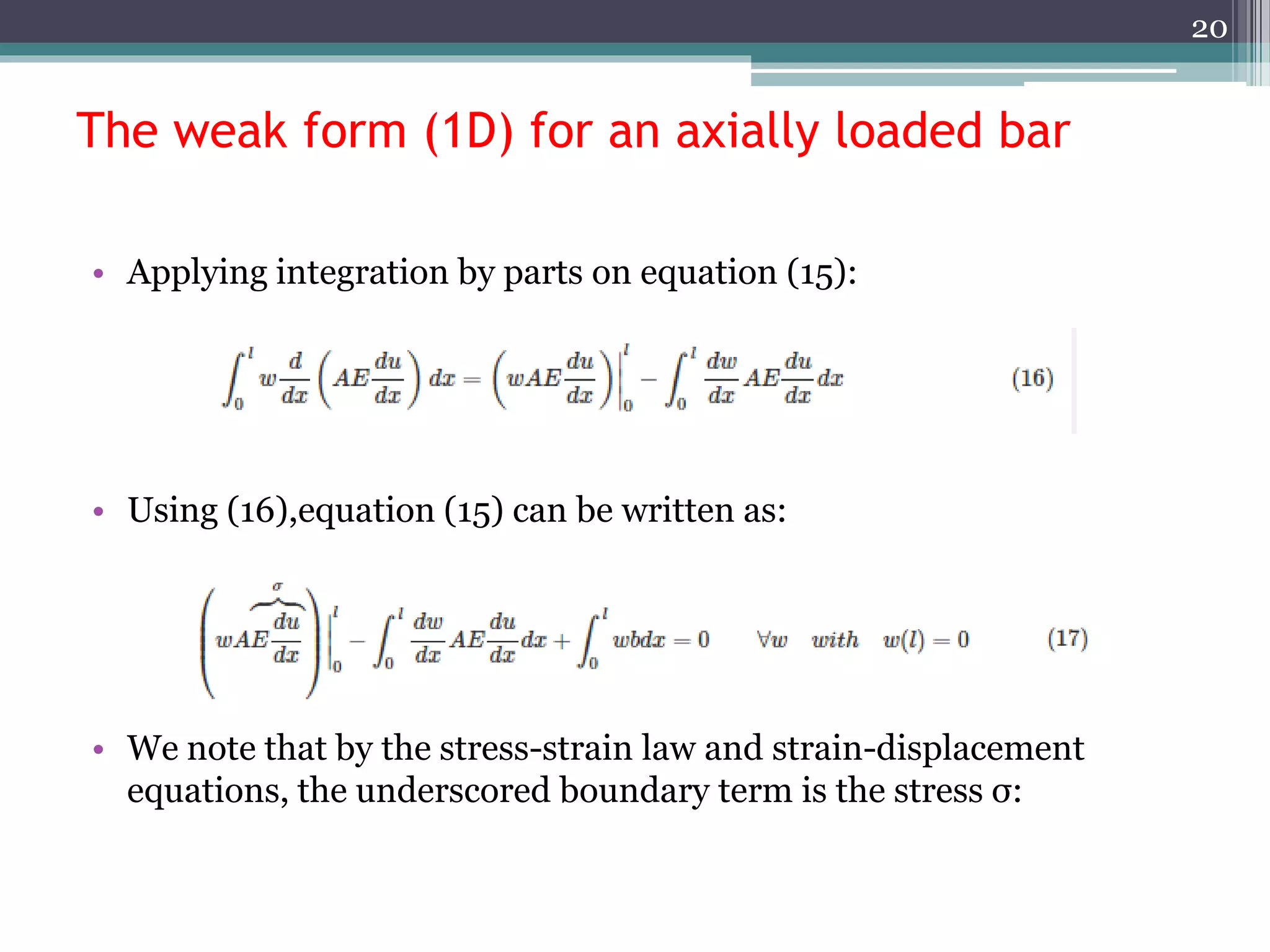 Strong form and weak form explanation through examples of a bar(en no 19565001) | PDF