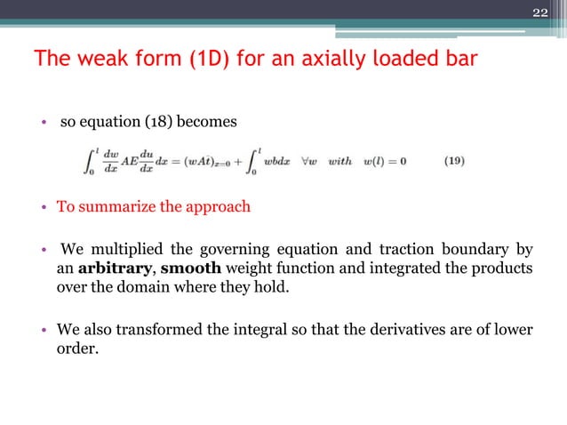 Strong form and weak form explanation through examples of a bar(en no ...