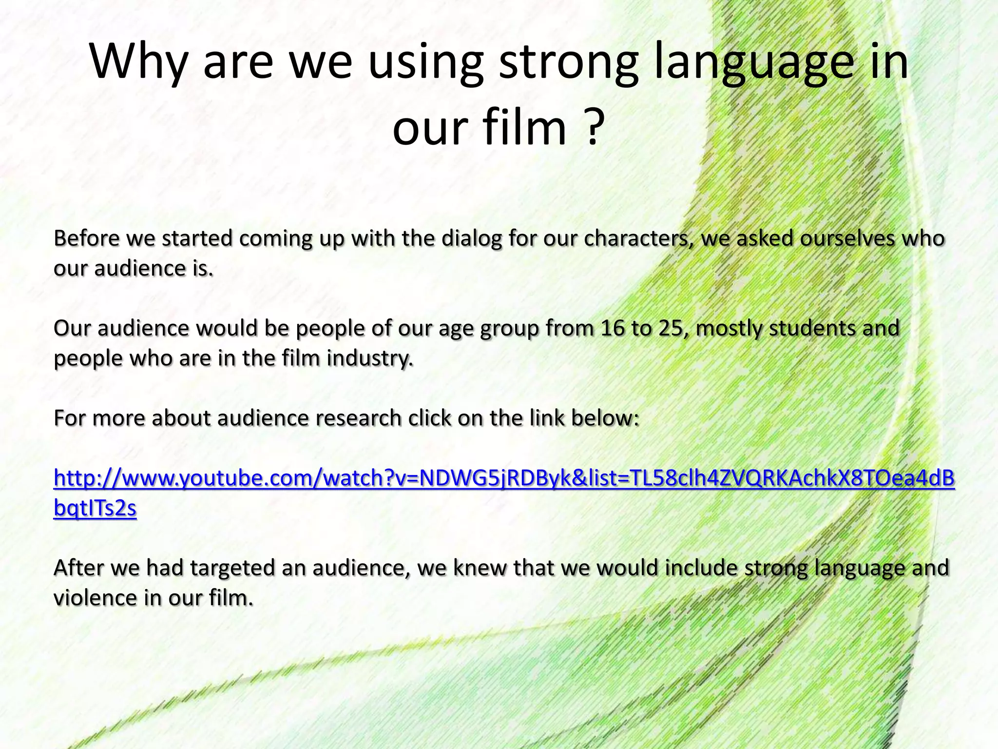 Strong language in film | PPTX