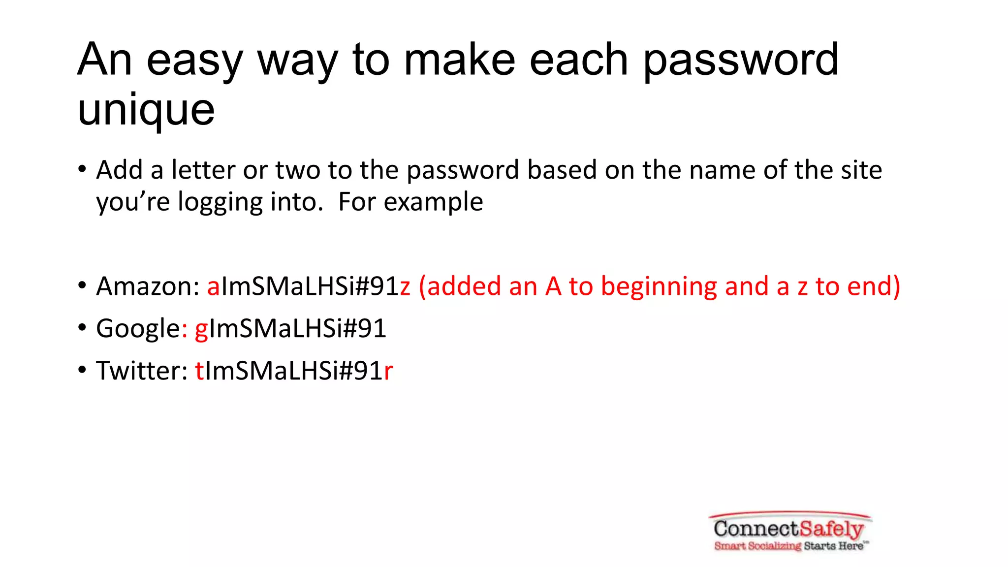 How To Create Use Use Strong And Unique Passwords Pptx Internet For