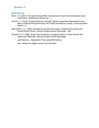 Stroop Effect Research Paper Example APA Style | PDF