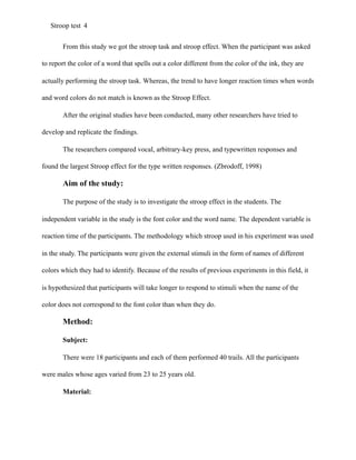 Stroop Effect Research Paper Example APA Style | PDF