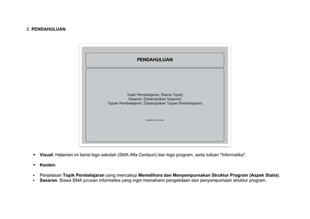 storyboad desain web pemebelajaran informatika | DOCX