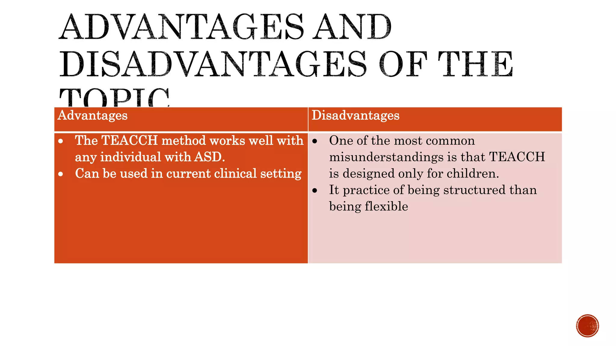 TEACCH APPROACH FOR ASD | PPTX