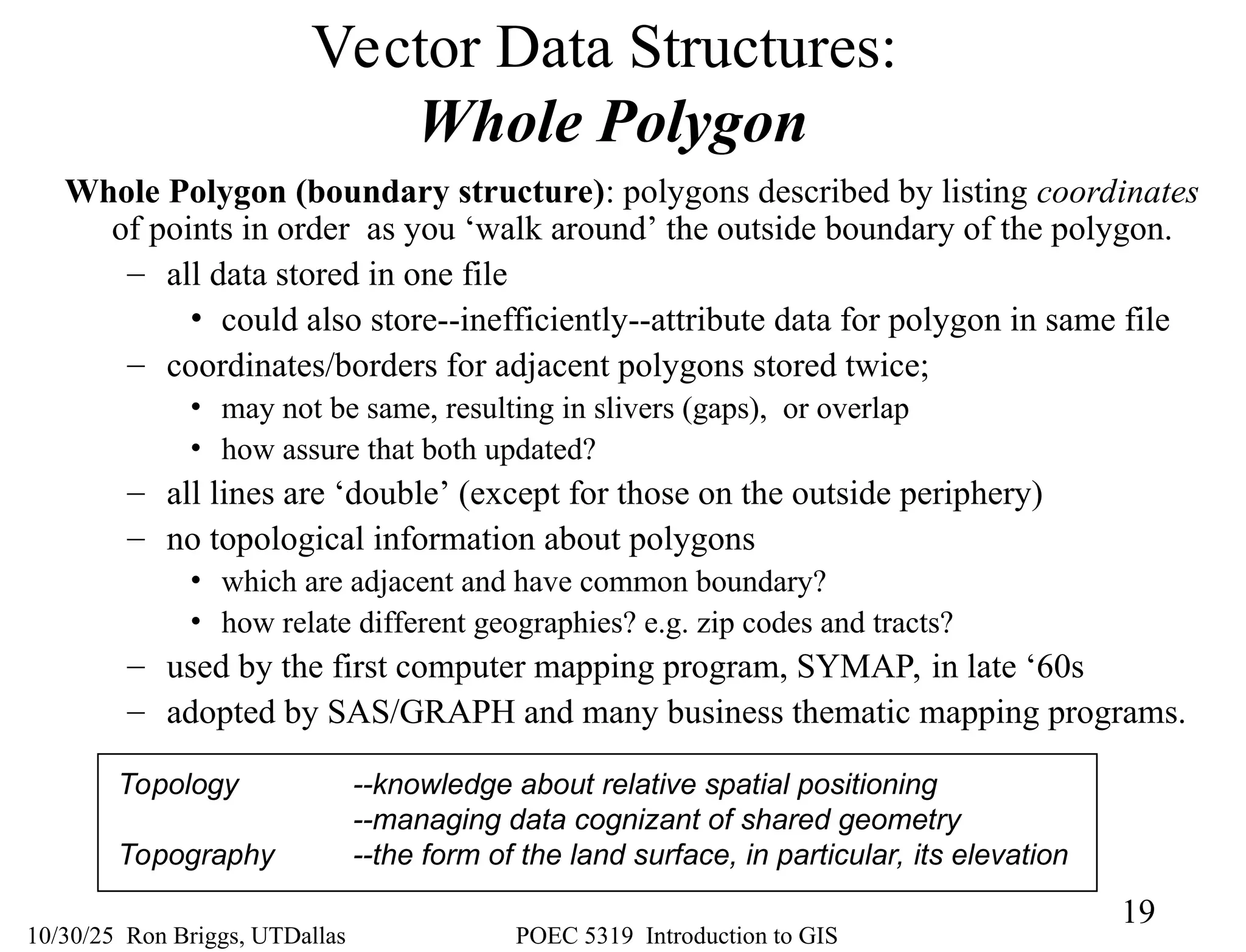 GIS Data Structures-From the 2-D Map to 1-D Computer Files | PPT