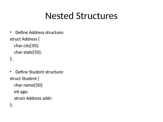 Powerpoint presentation on structures in C programing | PPTX