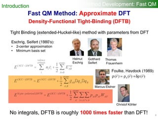 Recent developments for the quantum chemical investigation of molecular ...