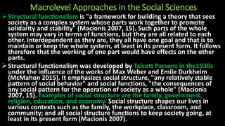 Structural Functionalism Institutionalism Interactionism | PDF