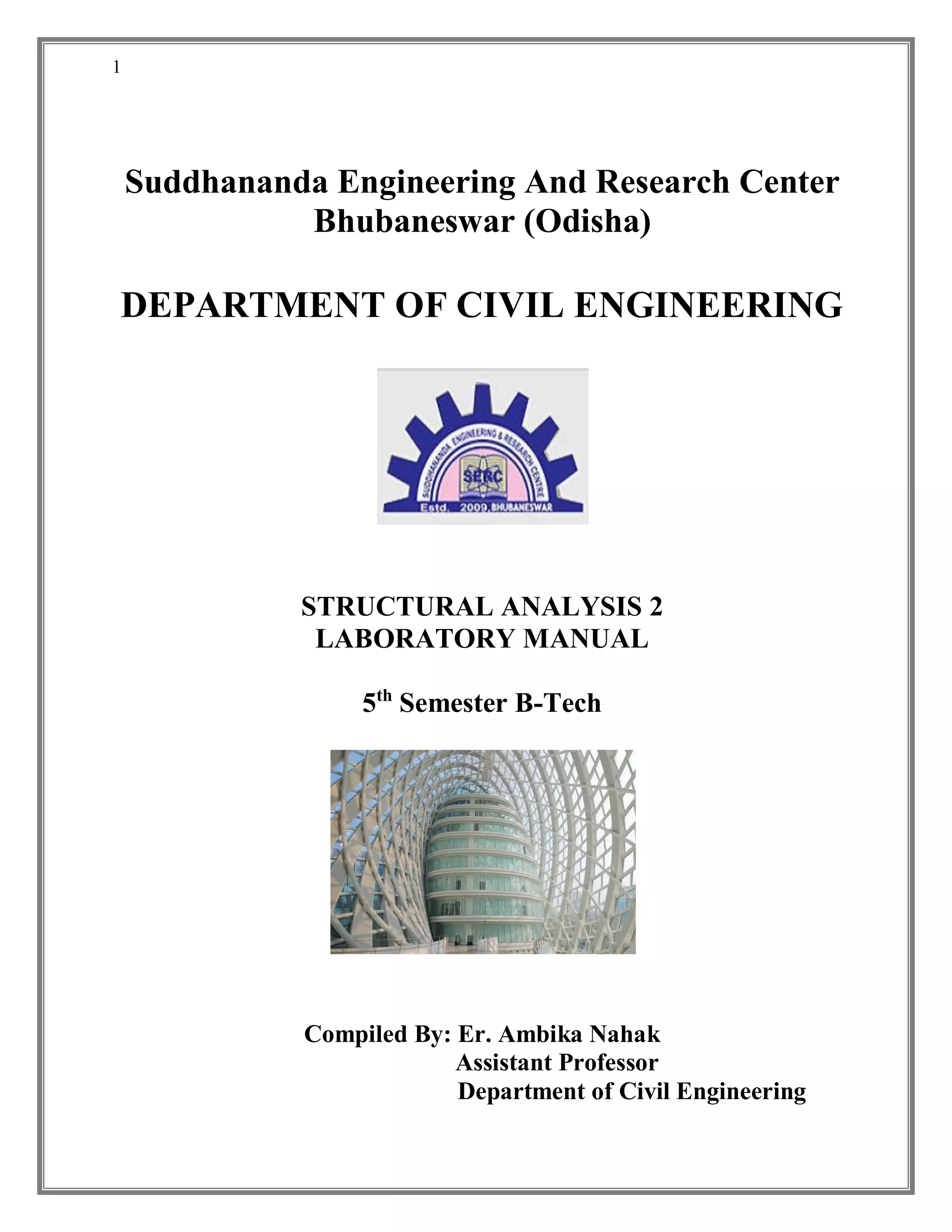 Structural analysis 2 lab manual | PDF