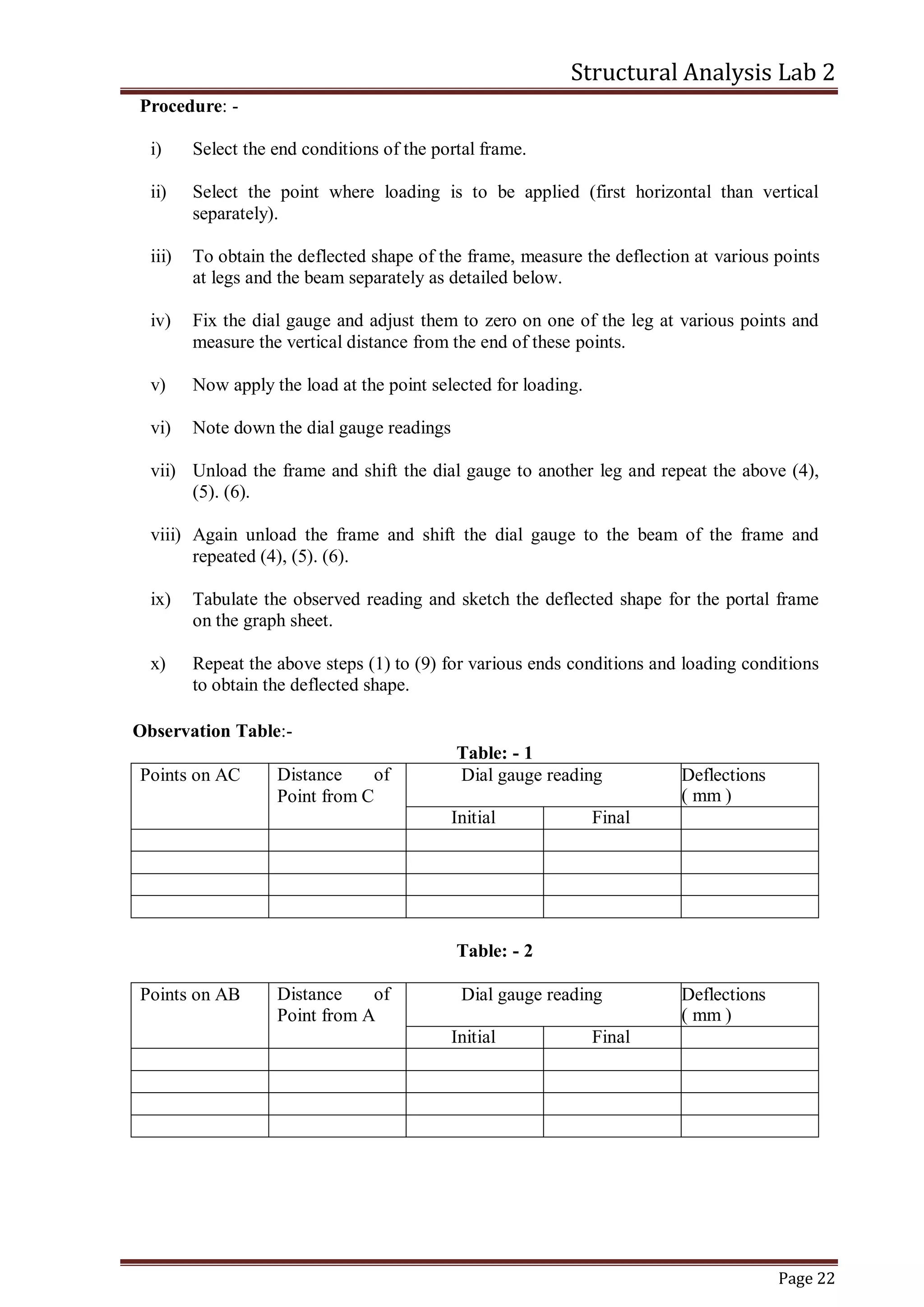 Structural analysis 2 lab manual | PDF