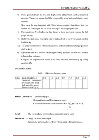 Structural analysis 2 lab manual | PDF