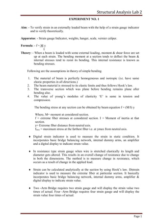Structural analysis 2 lab manual | PDF