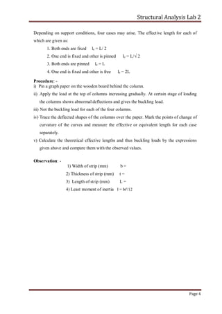 Structural analysis 2 lab manual | PDF