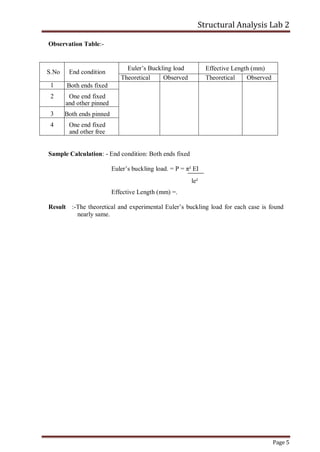 Structural analysis 2 lab manual | PDF