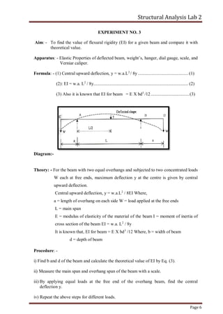 Structural analysis 2 lab manual | PDF