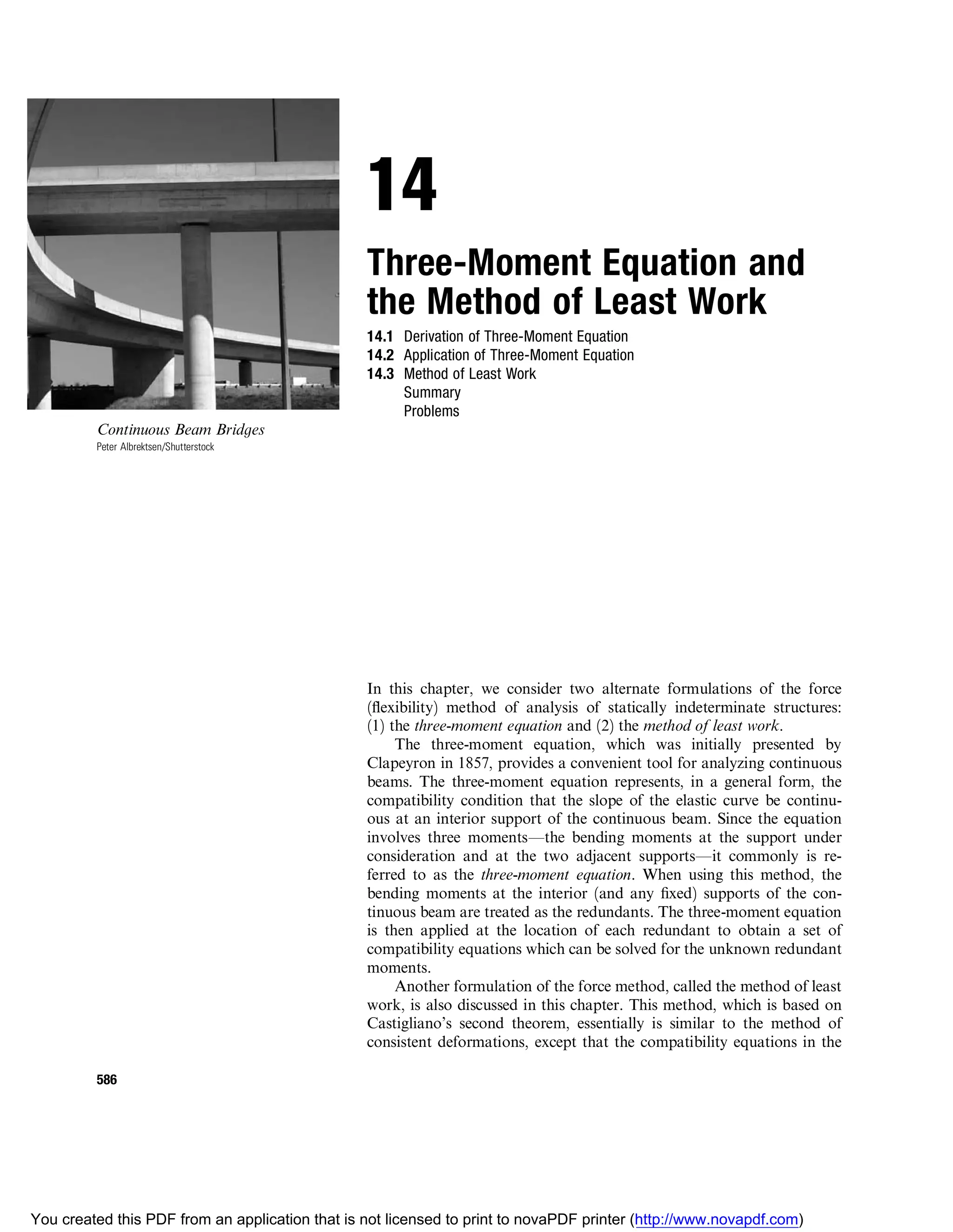 Three-Moment Equation and the Method of Least Work :Structural analysis aslam kassimali 4 ...