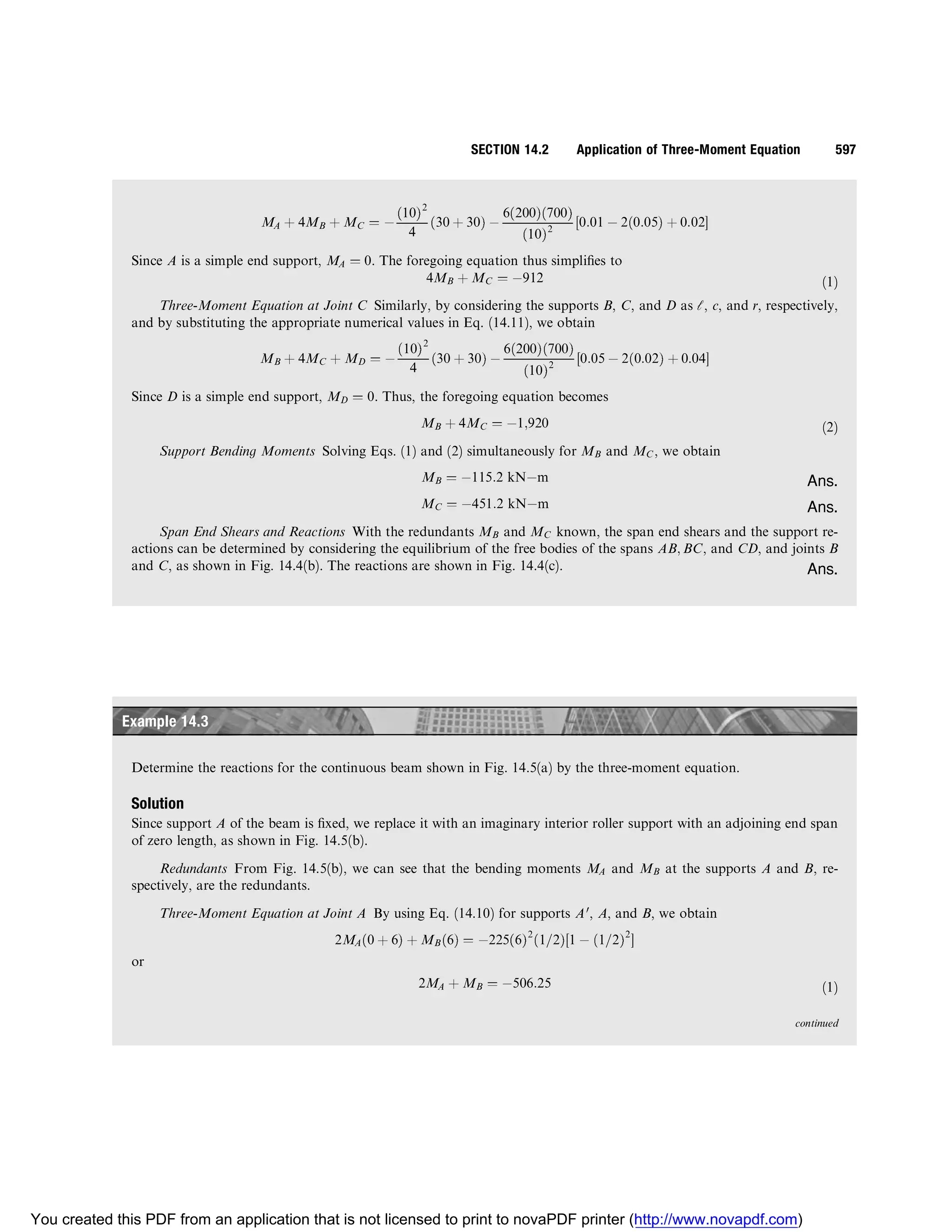 Three-Moment Equation and the Method of Least Work :Structural analysis ...